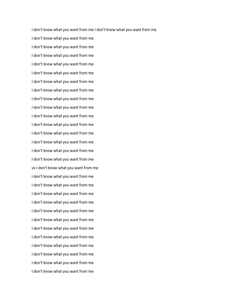 Poetry I Dont Know What You Want From Me | PDF | Self-Improvement