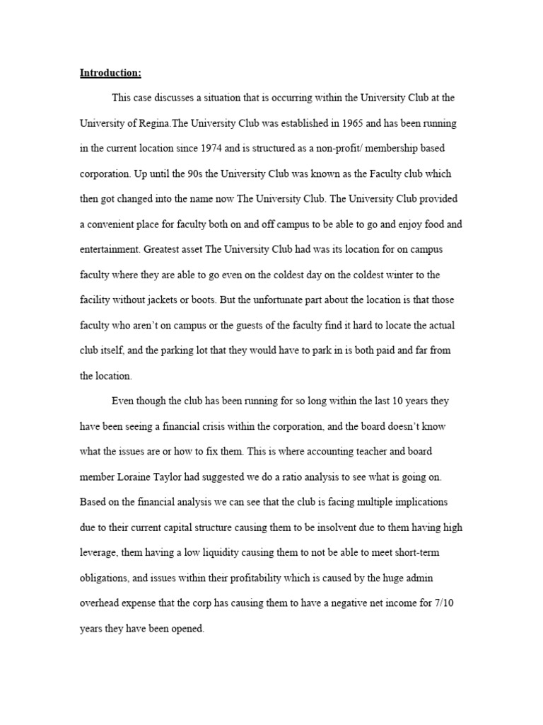 Case Study Fin 3010 University of Regina | PDF | Leverage (Finance ...