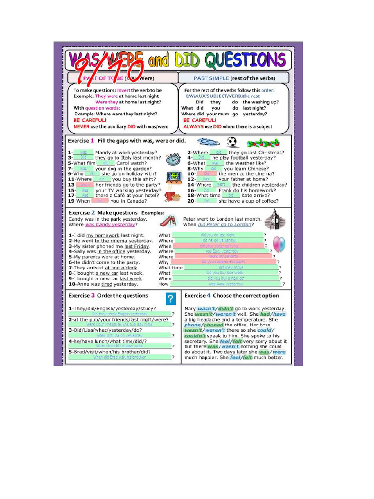 Simple Past Homework | PDF