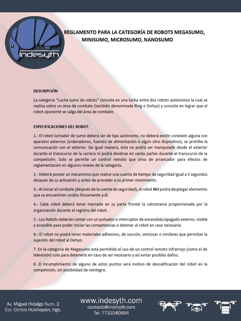 Reglas Sumo | PDF | Robot | Robótica