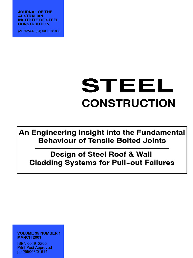 Design of Steel Roof and Wall Cladding Systems For Pull Out Failures ...
