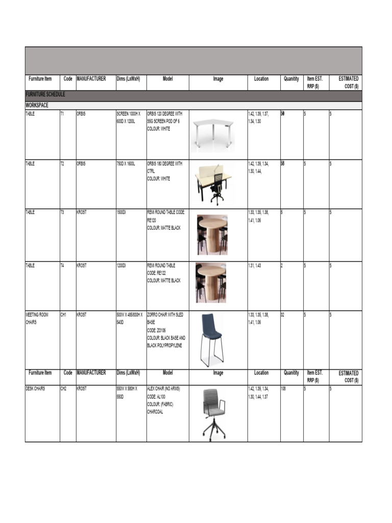 Furniture List Updated | PDF | Chair | Decorative Arts
