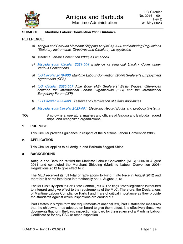 MLC - Atg - Ilo Cir-2016-001rev2 - 20230531 | PDF
