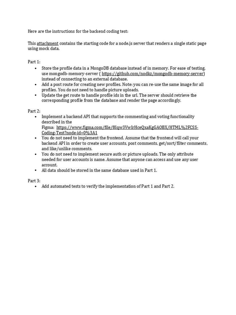 Coding Test For Backend Engineer | PDF Coding Test For Backend Engineer | PDF