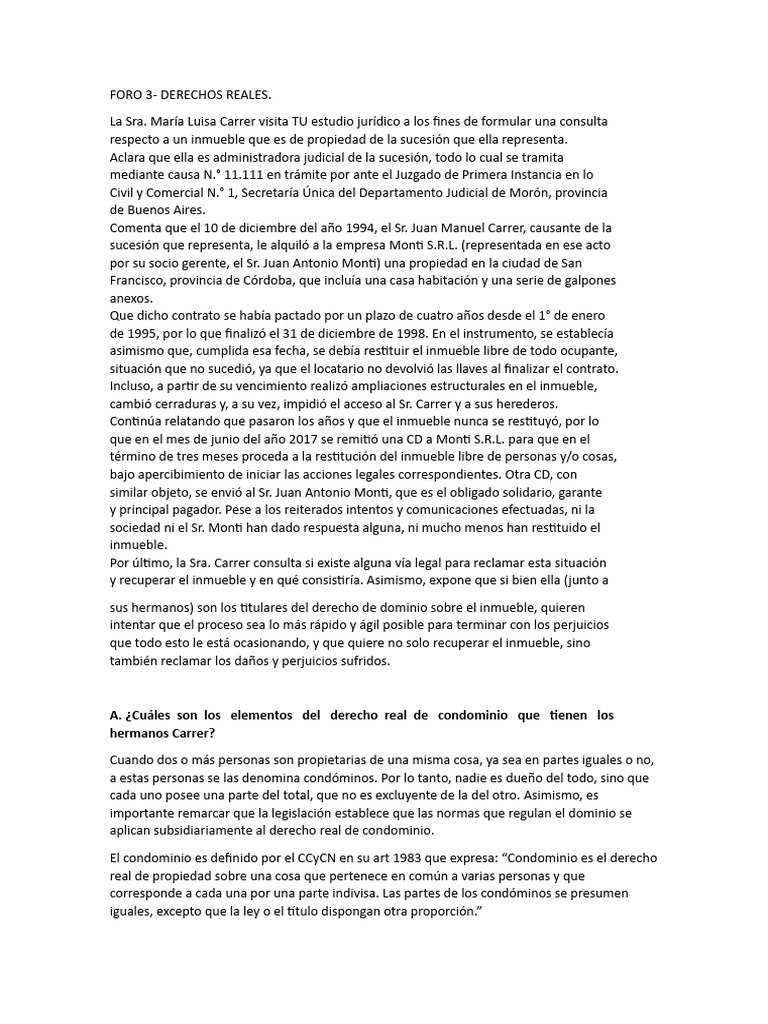 Foro 3 Derechos Reales | PDF | Condominio | Propiedad