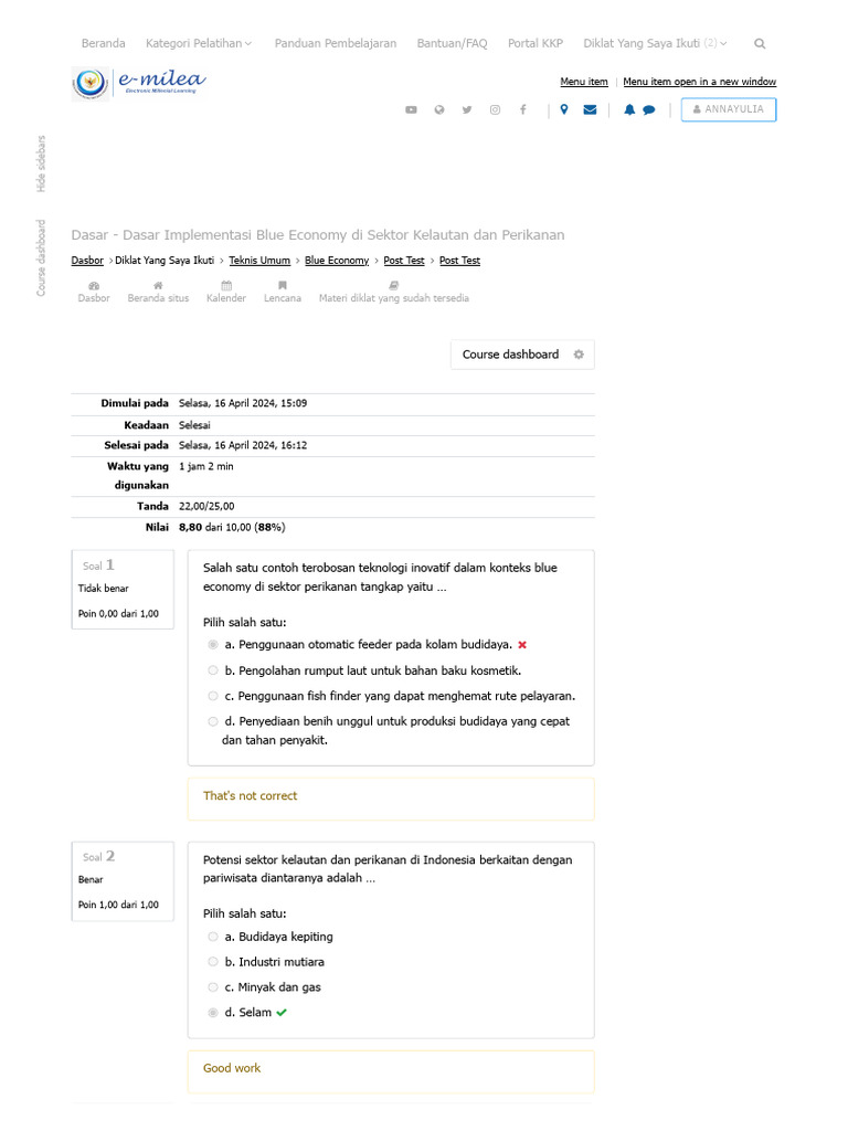 Kunci Jawaban Post Test - Ulasan Hasil Pengerjaan Kuis | PDF