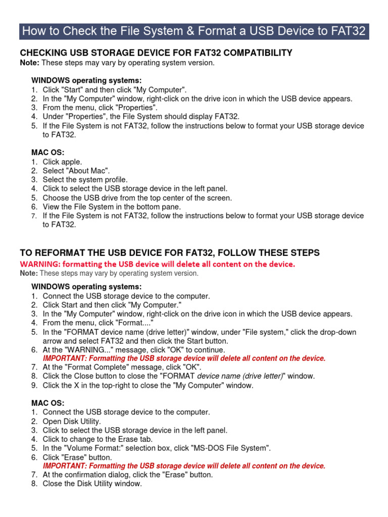 Check File System and Reformat To FAT32 1 | PDF