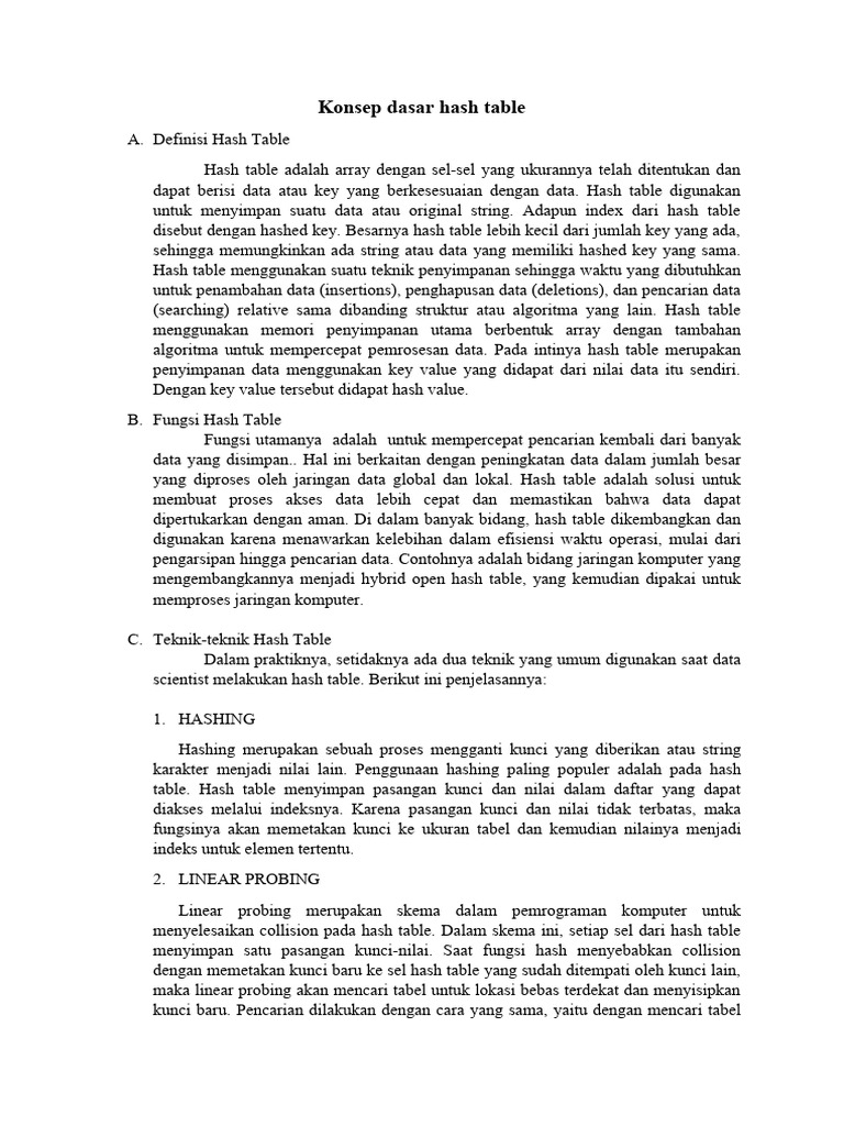 Konsep Dasar Hash Table | PDF