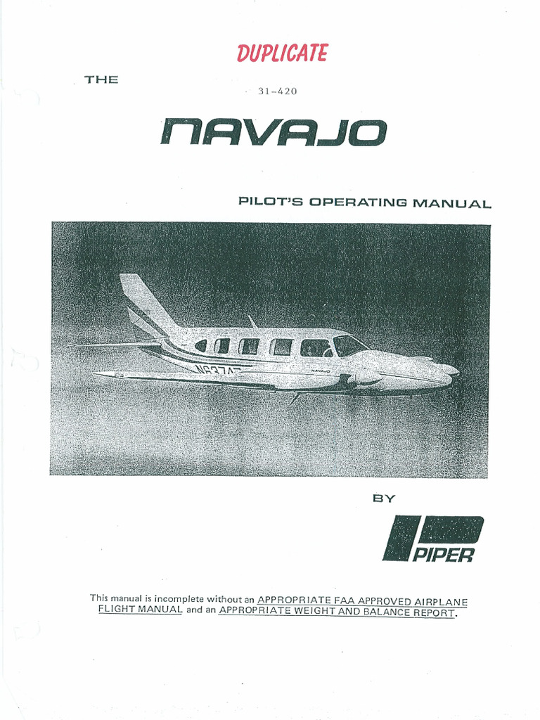 Piper Navajo 310 POH | PDF