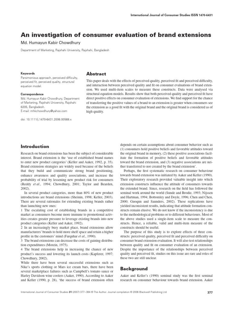 An Investigation of Consumer Evaluation | PDF | Structural Equation ...