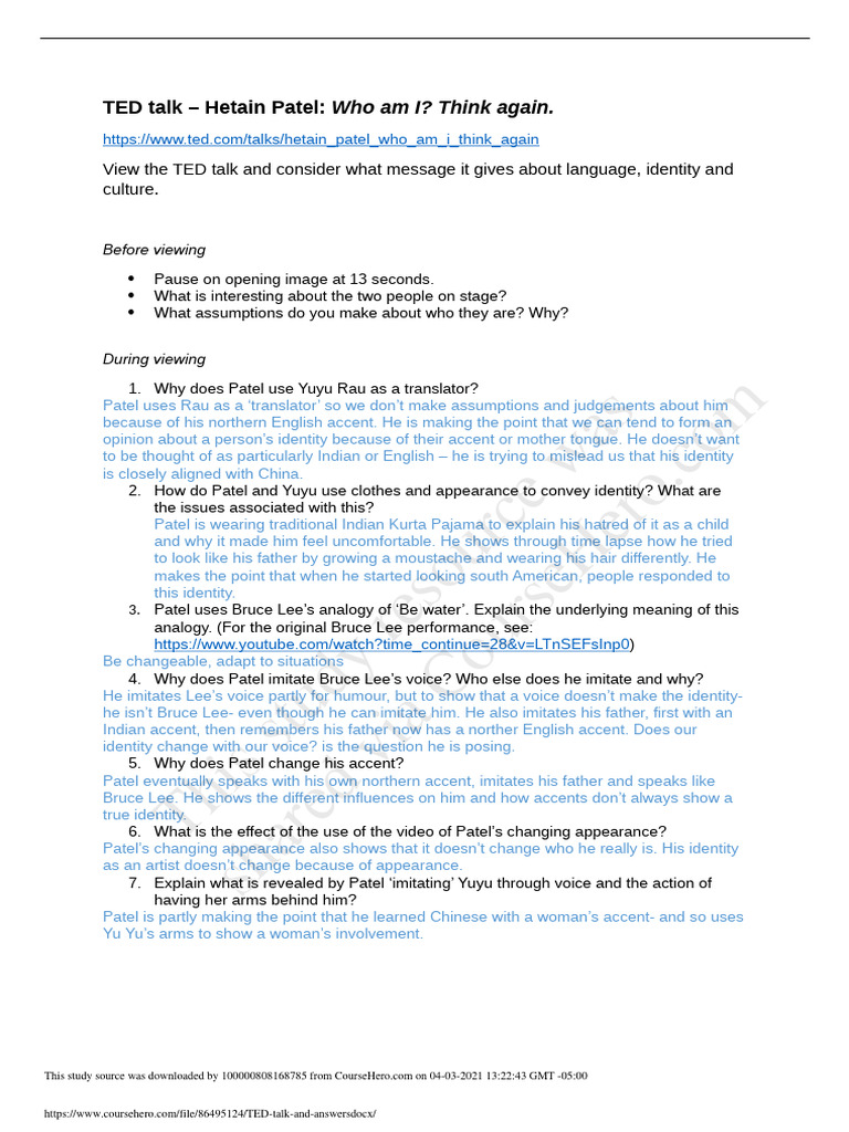 hetain-patel-TED_talk_and_answers | PDF | Human Communication