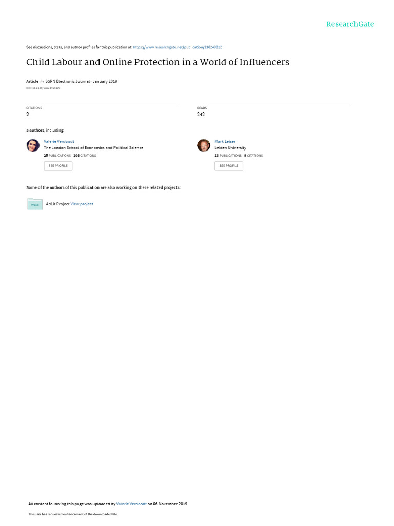 Child Influencer Protection | PDF | Children's Rights | Advertising