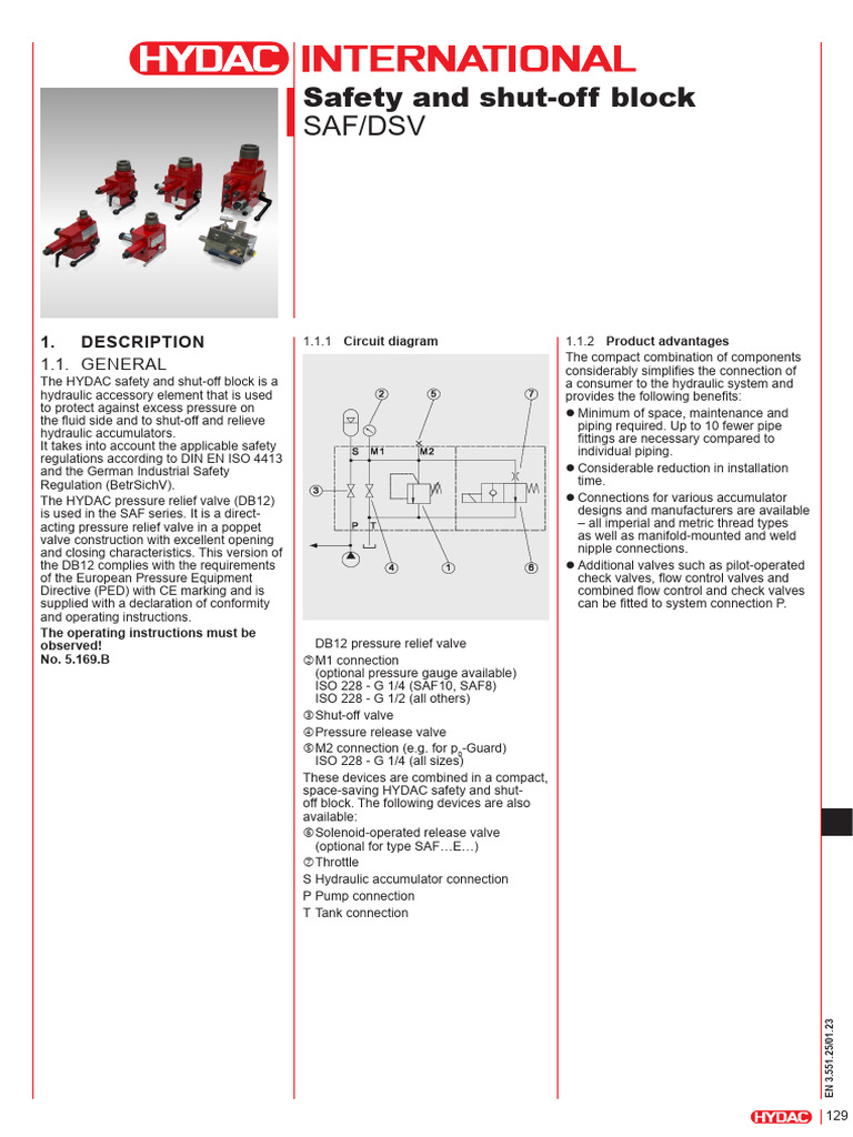 Accumulator Block - Hydac - SAF | PDF | Valve | Pump