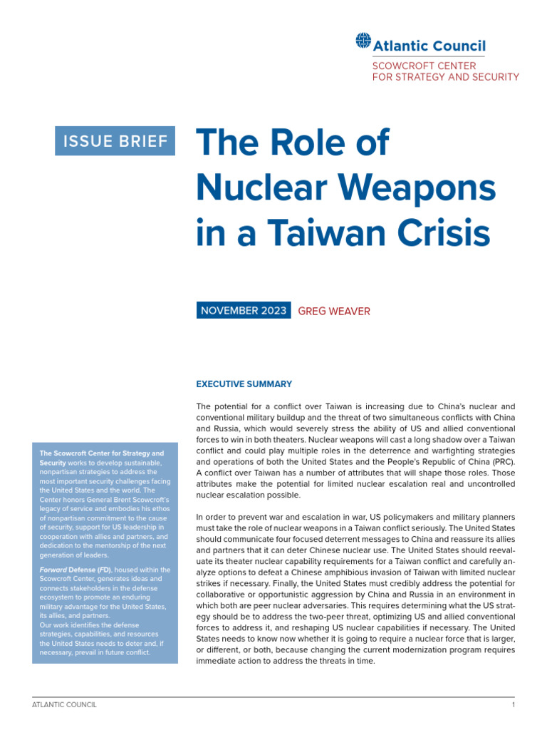 Weaver Role of Nuclear Weapons in Taiwan Crisis | PDF | Crime ...