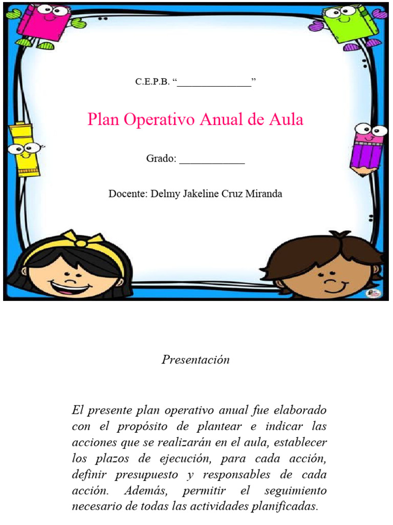 POA de Aula Delmy 2024 Com | PDF | Salón de clases | Evaluación