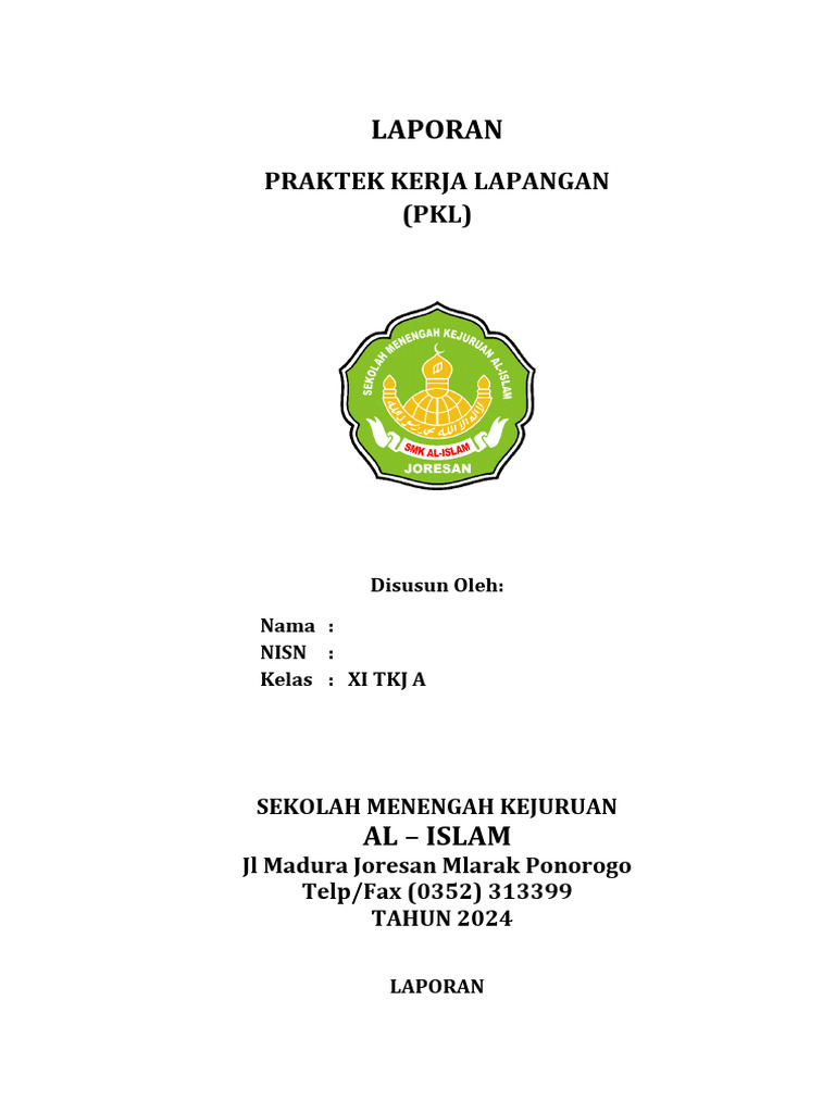 Template Laporan PKL - 2024 | PDF