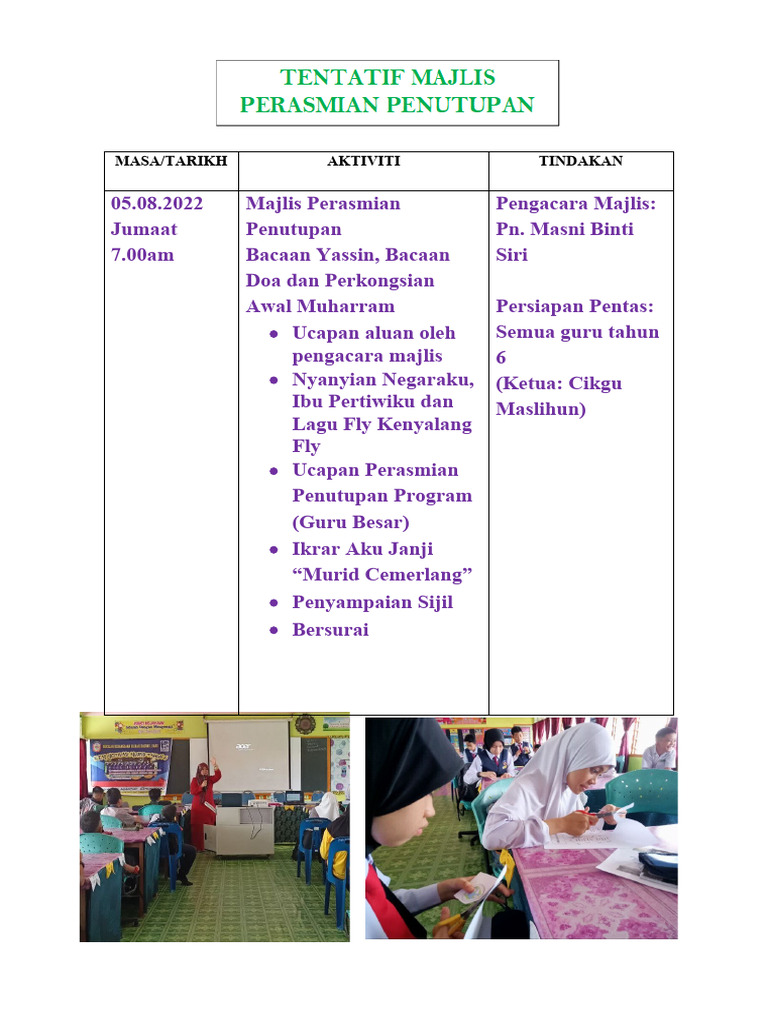 Tentatif KEM MOTIVASI 2022 Tahun 6 | PDF