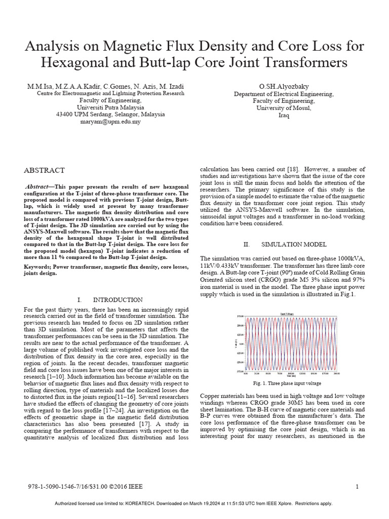 Analysis On Magnetic Flux Density and Core Loss For Hexagonal and Butt ...