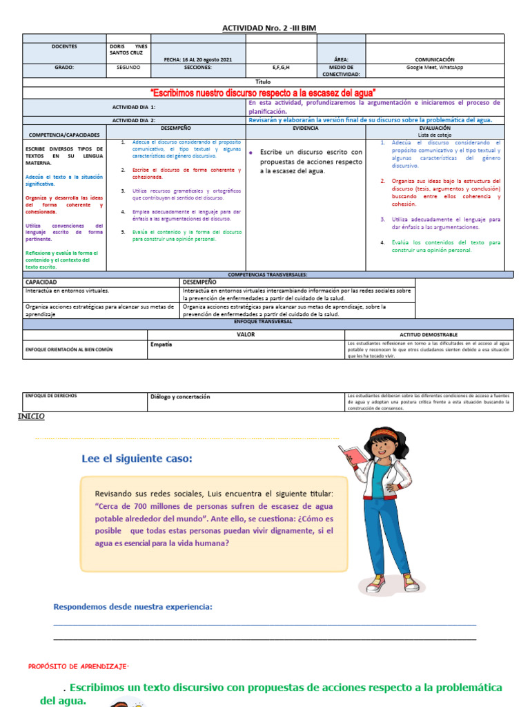 ACTIVIDAD 2 - Comp. ESCRIBE - Doris | PDF | Argumento | Hablar en público