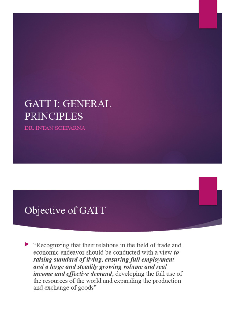 Gatt I Principles | PDF | Most Favoured Nation | World Trade Organization