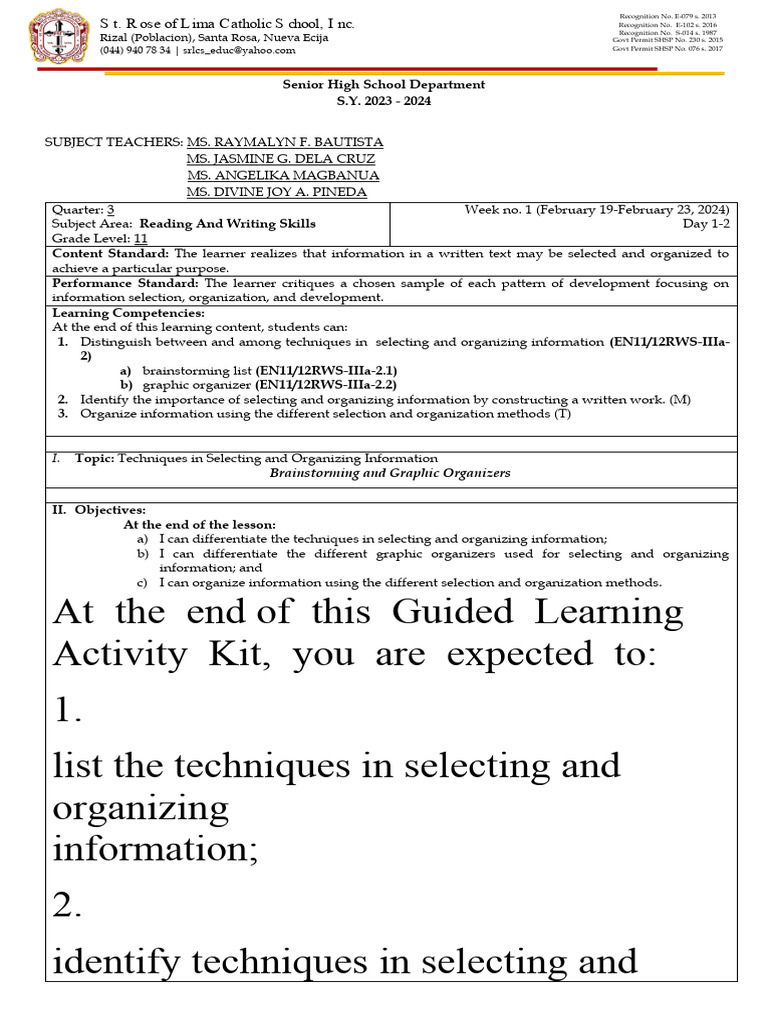 Rws-Q3-Week 1 | PDF | Perception | Information