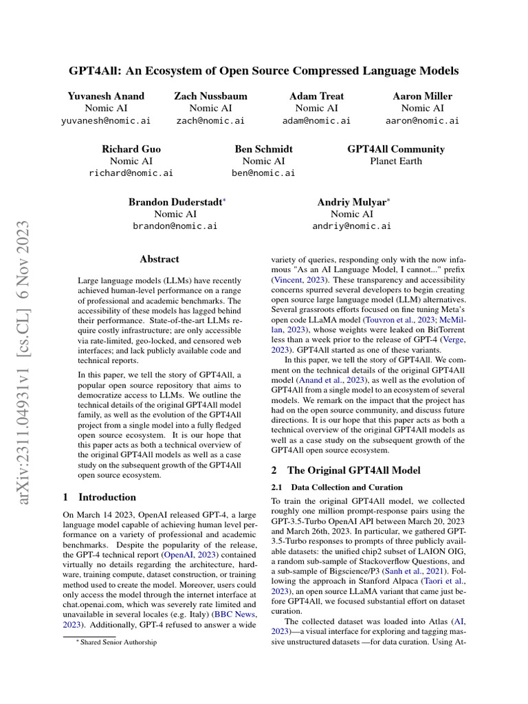 Gpt4all paper | PDF | Computing | Artificial Intelligence