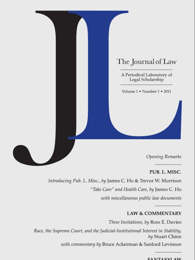 The Journal of Law, Volume 1, Number 1 | PDF | Presidents Of The United ...