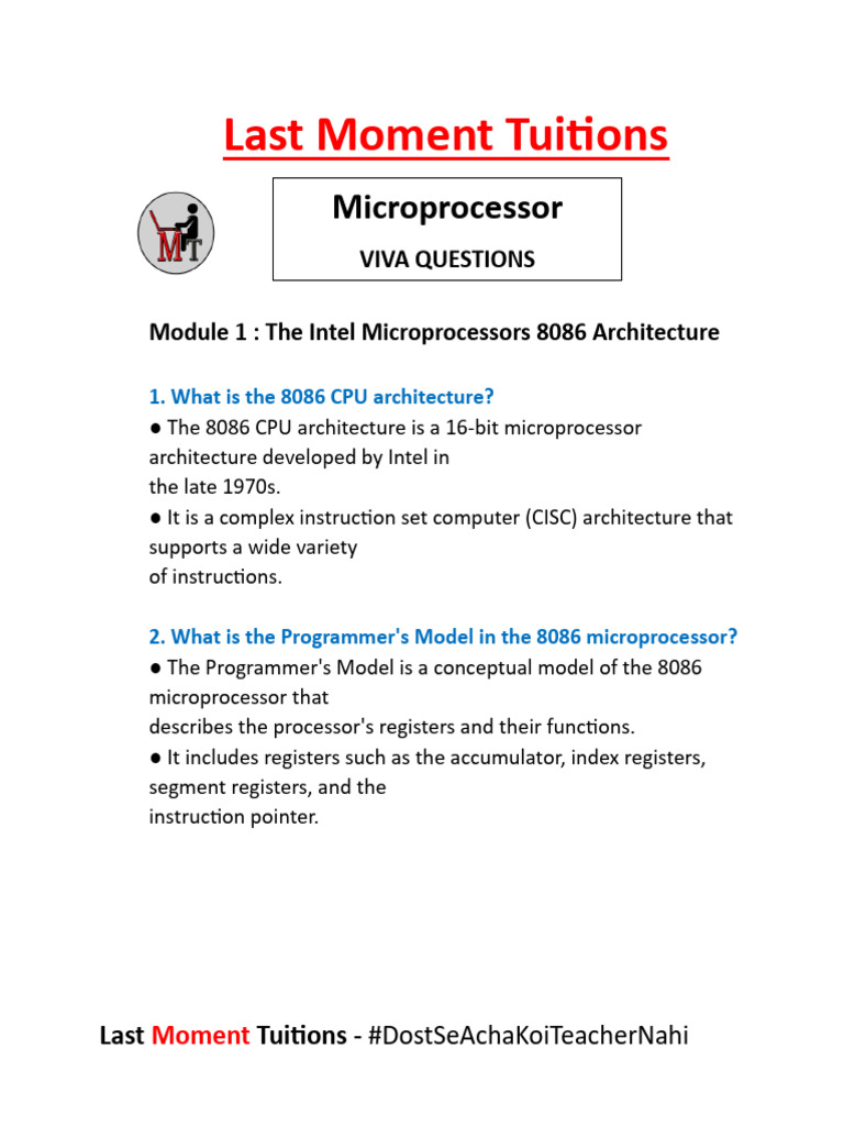 Last Moment Tuitions MP | PDF | Central Processing Unit | Integrated Circuit