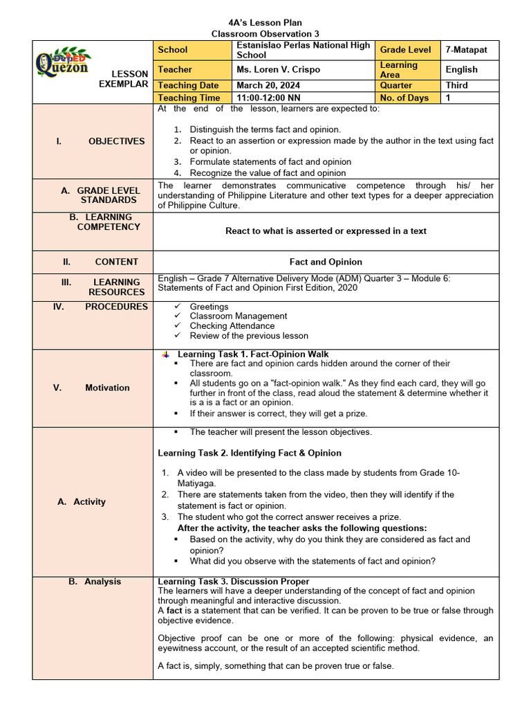 Cot3 of 4 Yen Crispo 2023 2024 | PDF | Learning | Climate Change