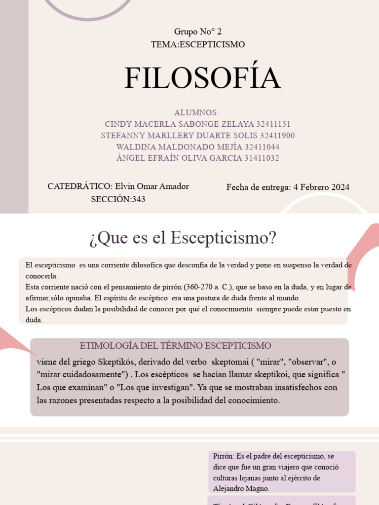 Presentación Sobre El Escepticismo | PDF | Escepticismo | Epistemología