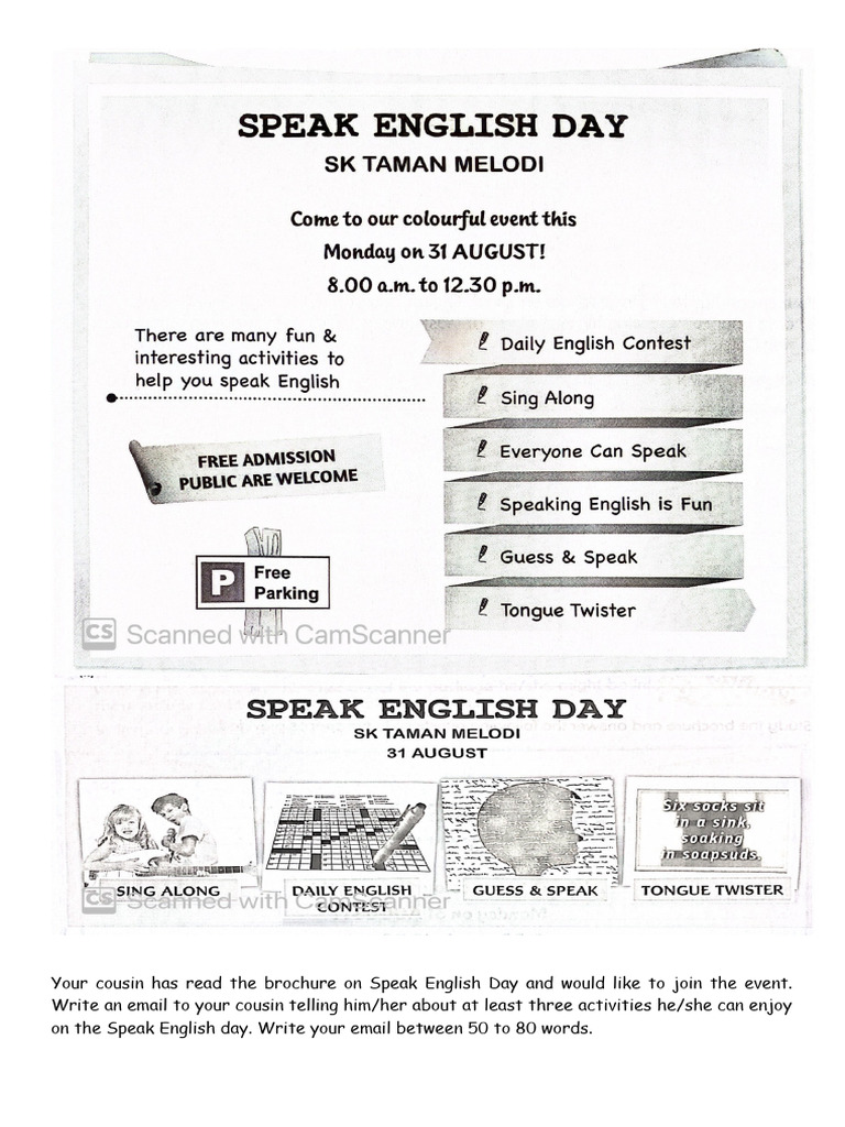 Email Year 6 (English Speak Day) | PDF