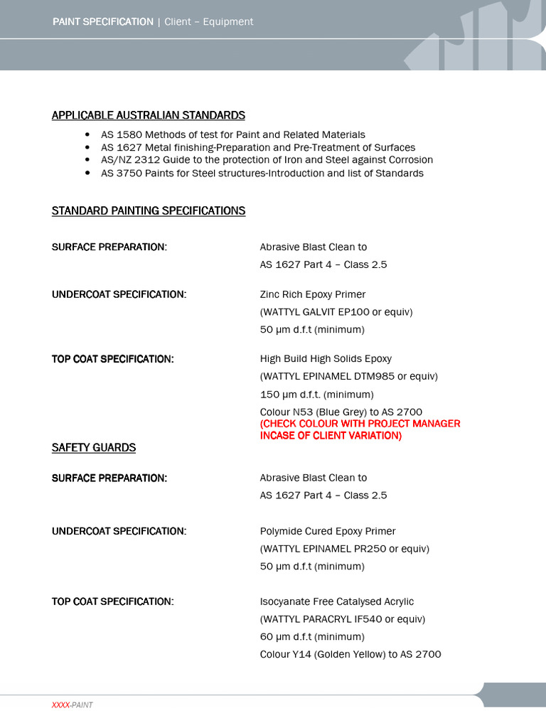 Paint Spec 2 Typical Coat System | PDF | Paint | Epoxy