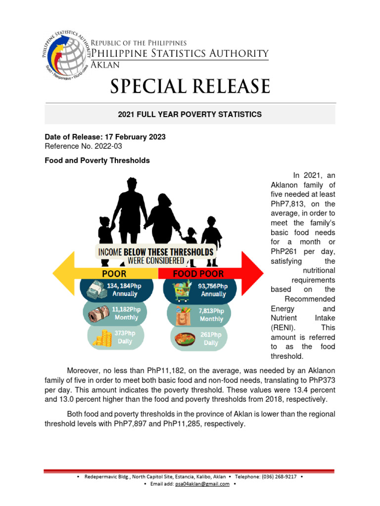 01 Special Release Poverty Statistics Full Year 2021 Pdf Poverty