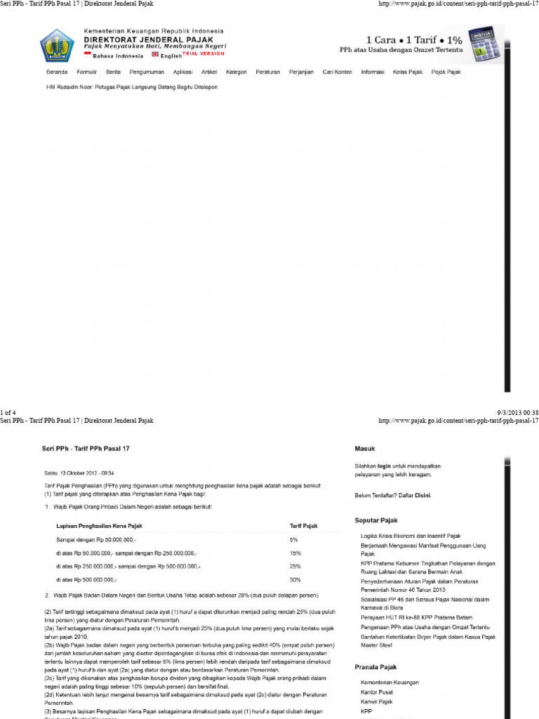 Tarif PPh 21 Pasal 17 Overview | PDF | Business