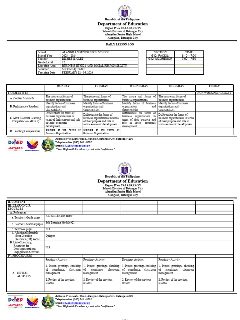 Besr DLL WK2 Q1 | PDF | Corporations | Goods