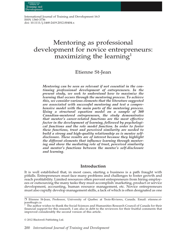 Article 7 | PDF | Mentorship | Entrepreneurship