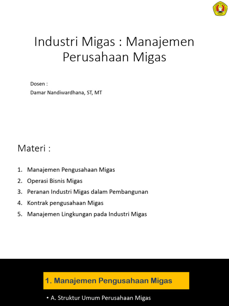 Industri Migas - Manajemen Perusahaan Migas | PDF