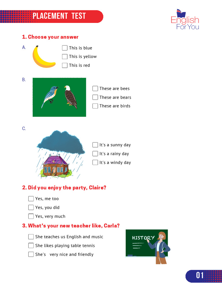 Form Placement Test-Young Learners | PDF