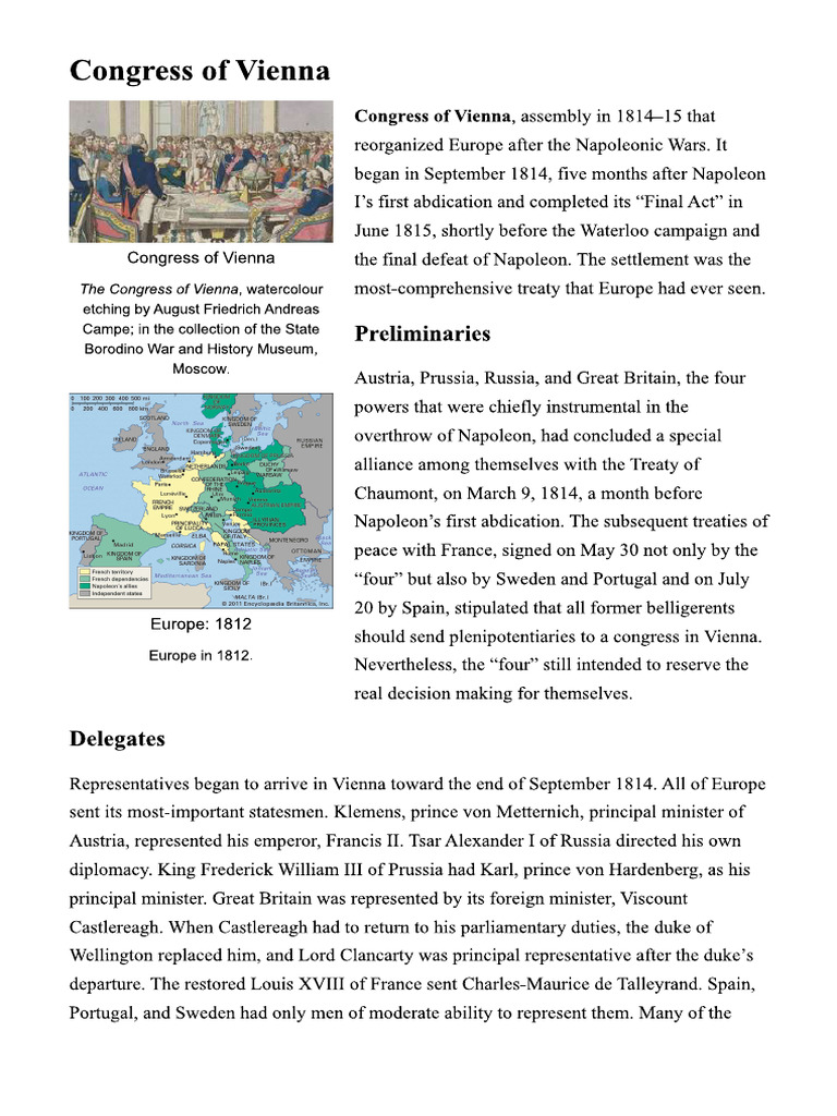 Settlement of 1815 | PDF