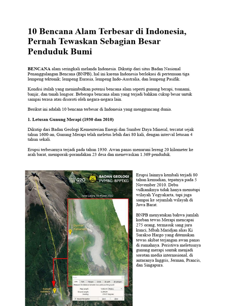 10 Bencana Alam Terbesar Di Indonesia | PDF