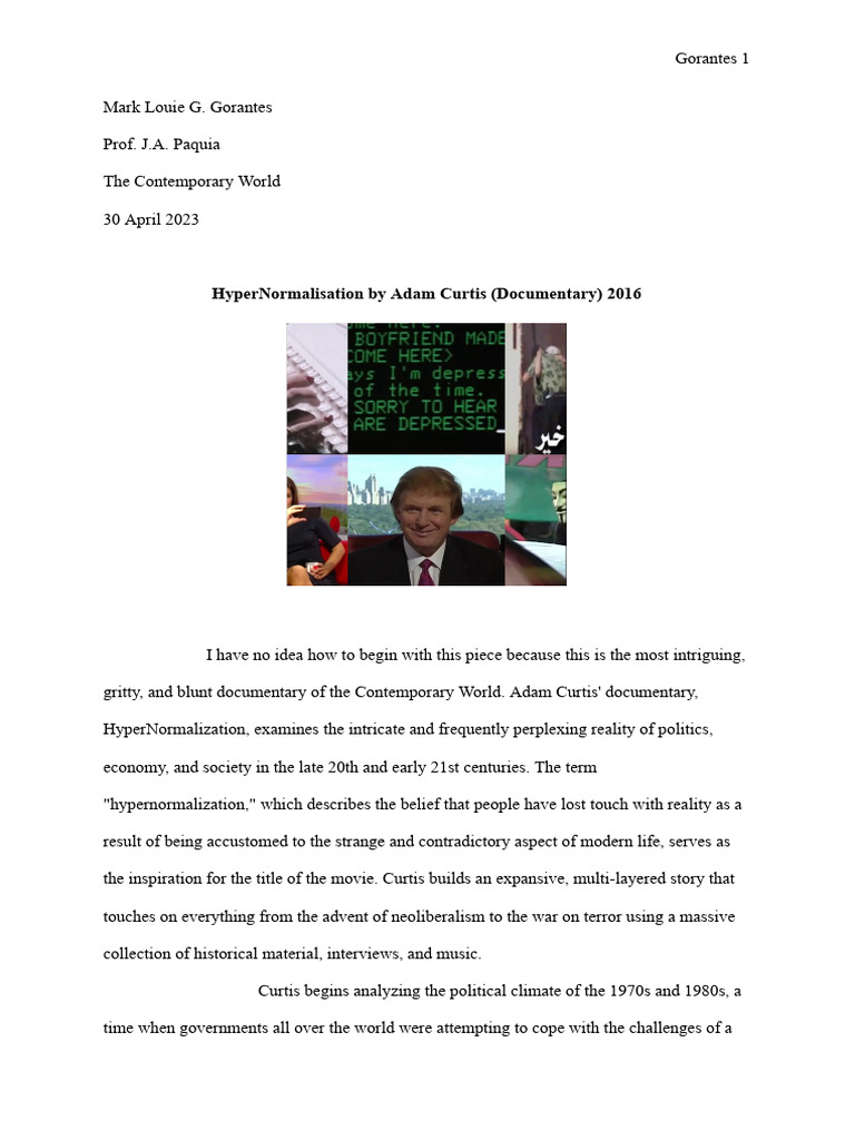 HyperNormalisation (2016) by Adam Curtis | PDF | Society | Political ...