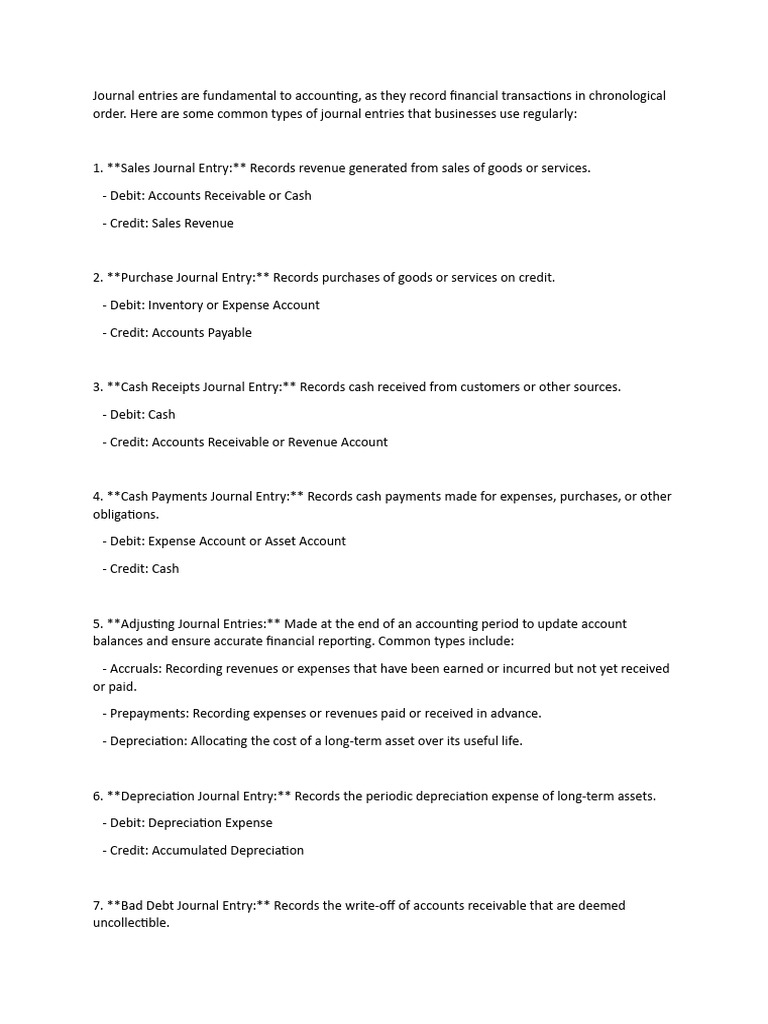 Journal Entries Pdf Debits And Credits Expense