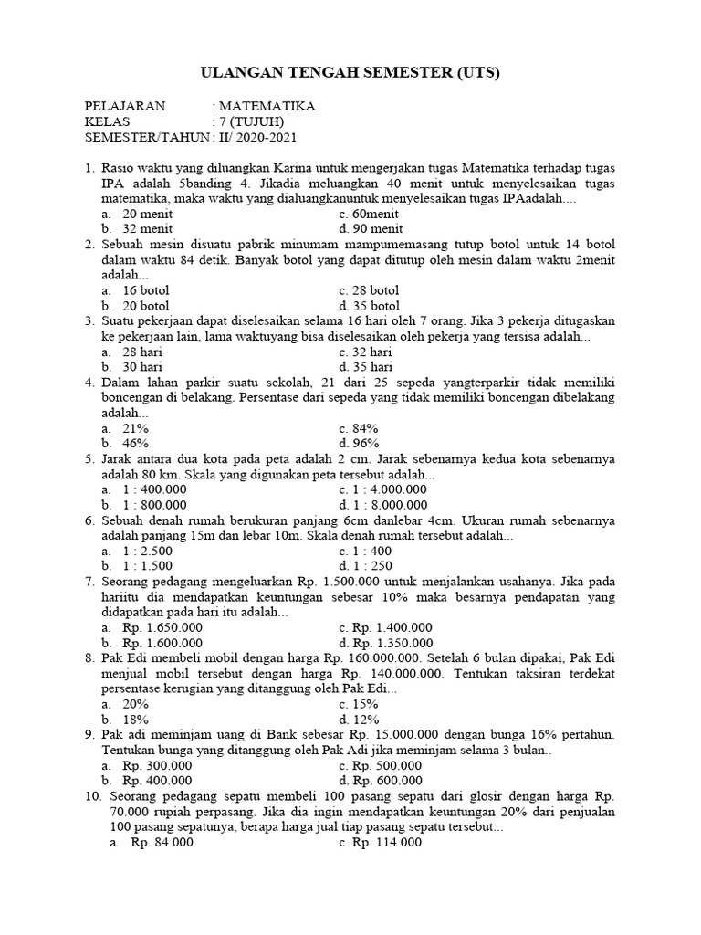 Uts KLS 7 SMT 2 2020-2021 | PDF