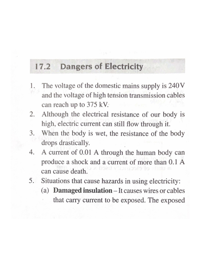 17.2 Dangers of Electricity | PDF