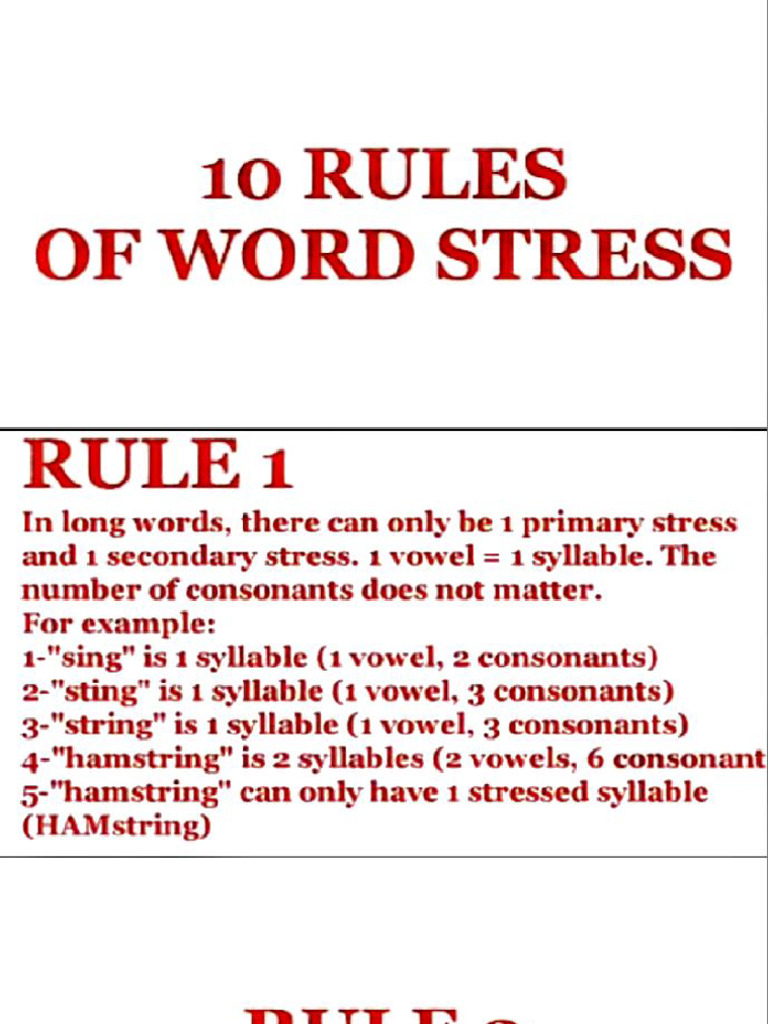 10 Rules of Word Stress | PDF
