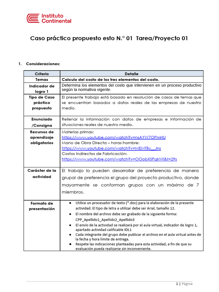 Caso practico propuesto 1 (1) | PDF | Evaluación