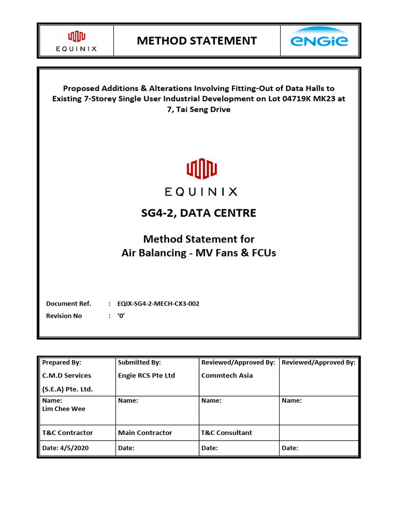 Eqix Sg4 2 Mech Cx3 002 r0 Air Balancing MV Fans | PDF | Pressure Measurement | Electrical ...