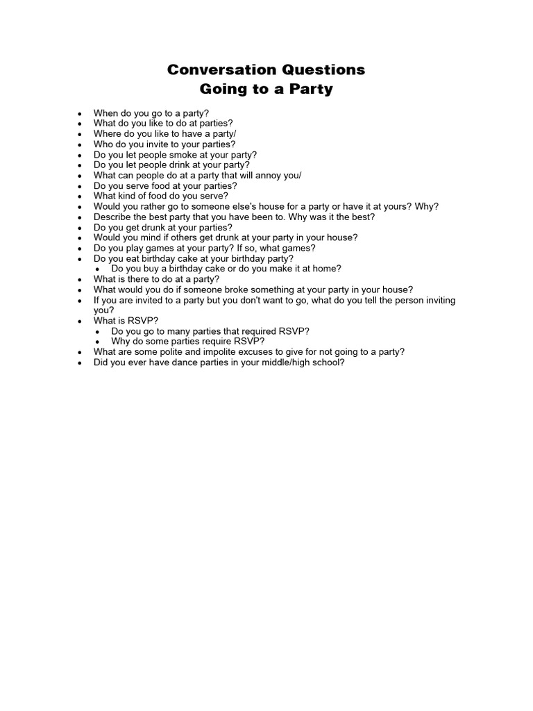 Conversation Questions | PDF