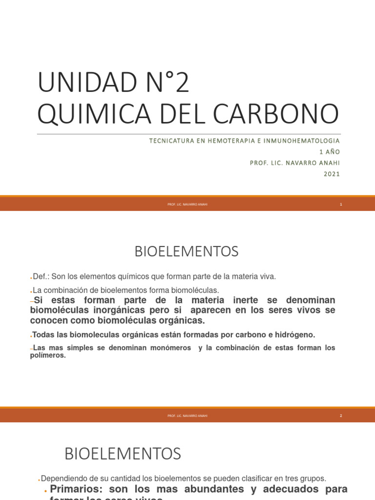 UNIDAD N°2 Quimica Del Carbono 2021 | PDF | Biomoléculas | Química Orgánica