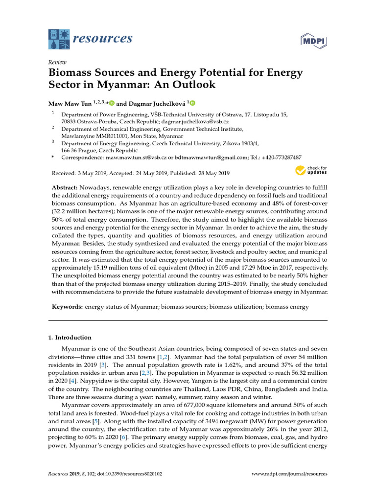 Biomass Energy Potential in Myanmar | PDF | Renewable Energy | Fuels